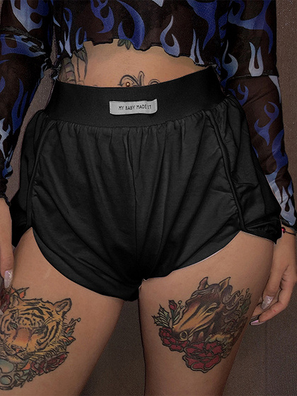 Black High Waist Split Side Shorts | Choies