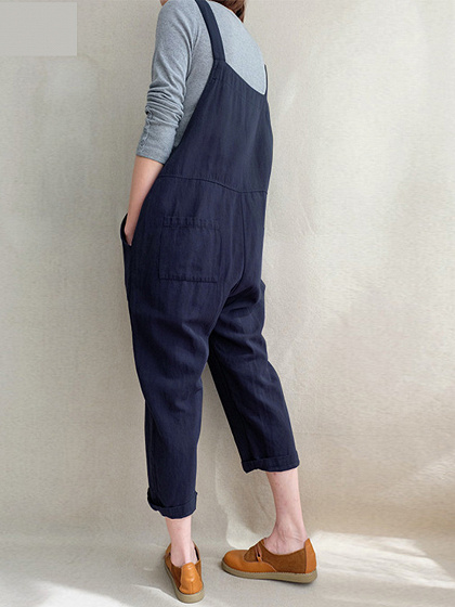 Blue Pockets Detail Overall | Choies