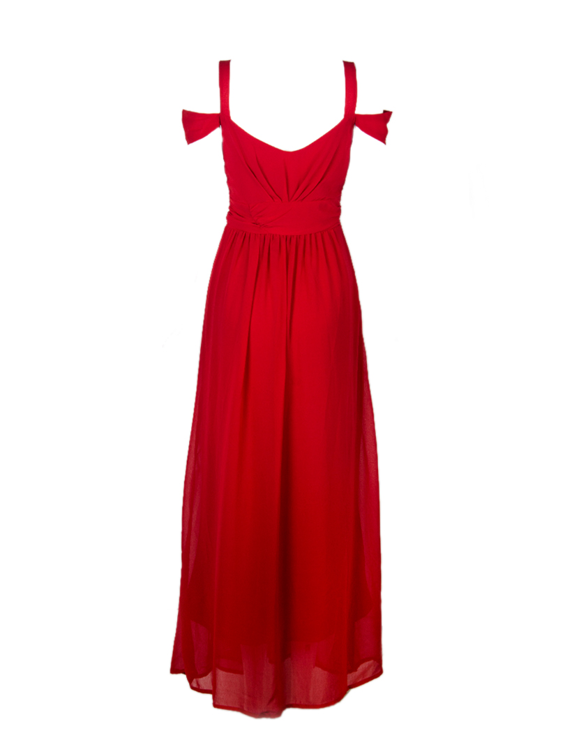 Cold Shoulder Split Maxi Prom Dress in Red | Choies