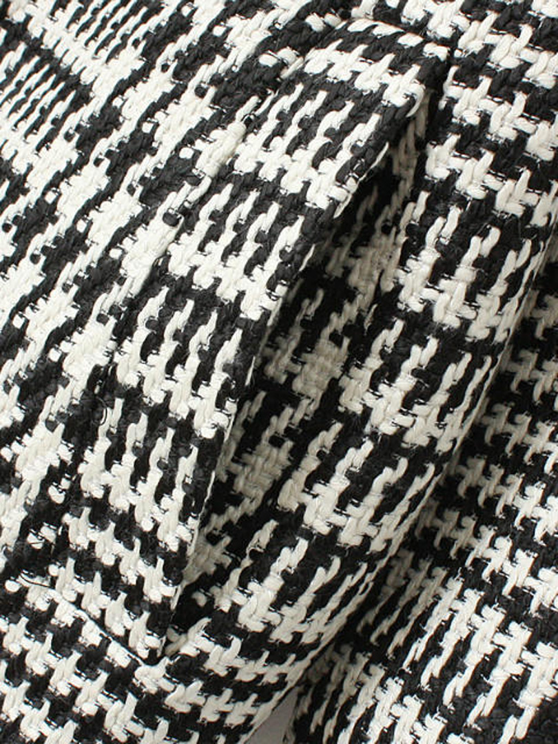 Lapel Houndstooth Woven Tweed Coat | Choies