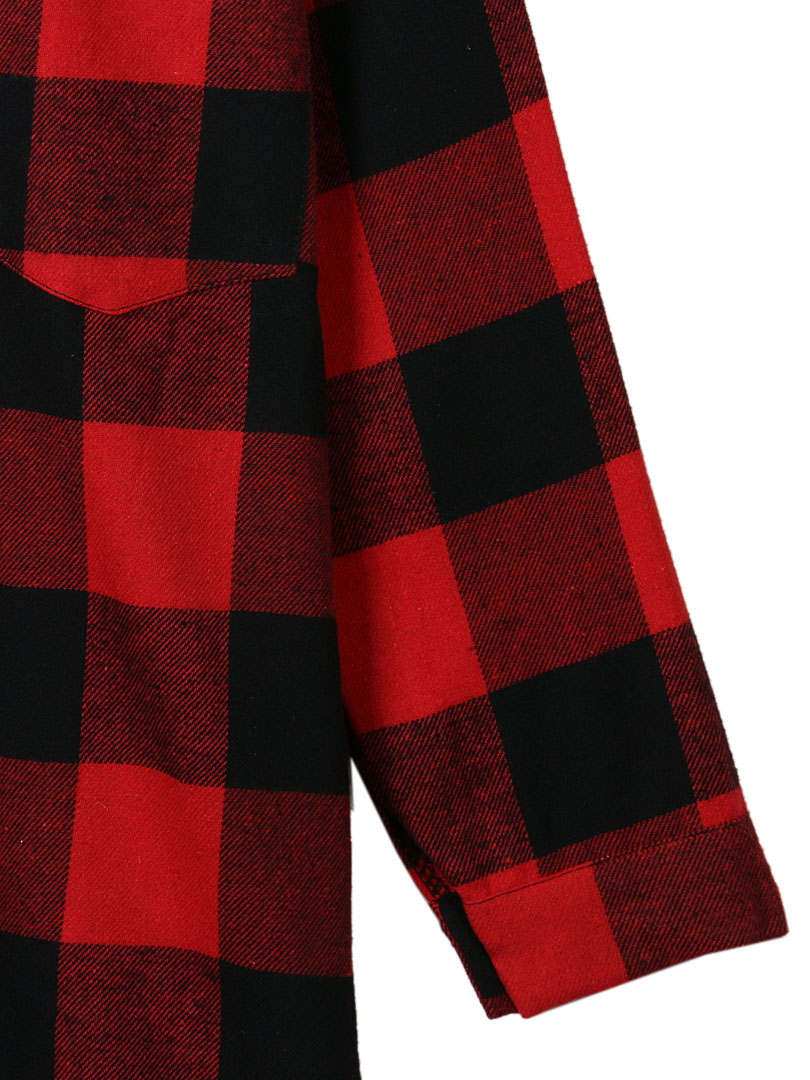 Red Plaid Lapel Slit Side Long Shirt | Choies