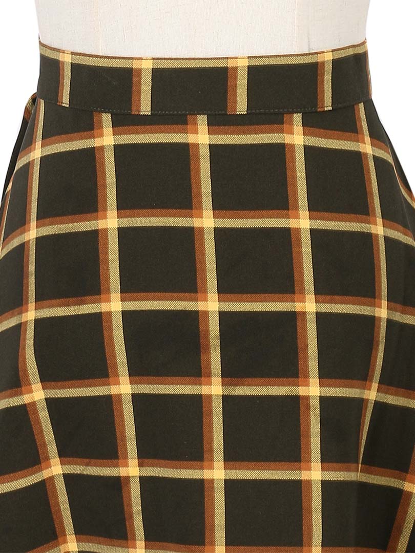 Black And Yellow Plaid High Waist Skater Skirt | Choies