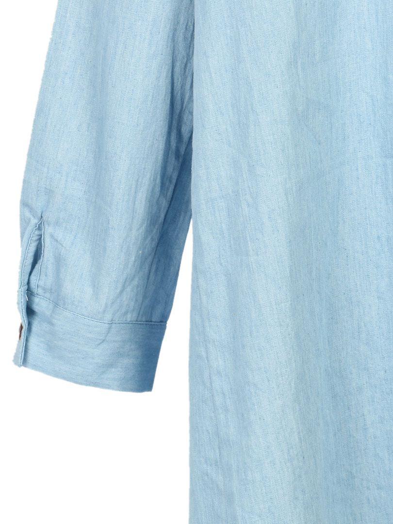 Blue Water Fall Roll Up Long Sleeve Denim Shirt | Choies