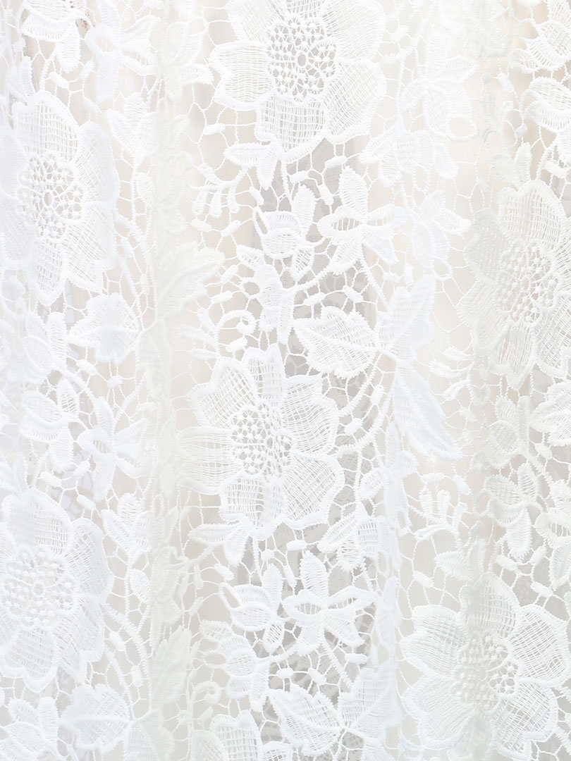 White V-shaped Back Sheer Lace Maxi Dress | Choies