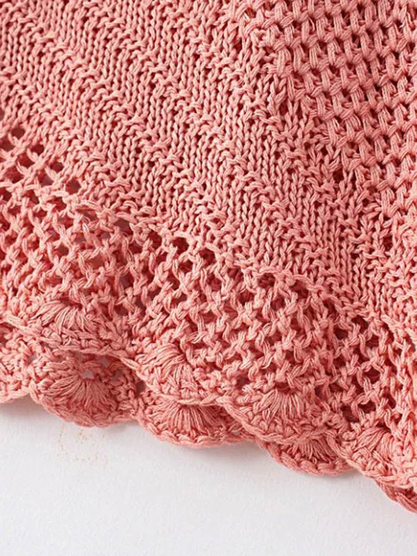 Pink Halter Backless Crochet Knit Bodycon Mini Dress | Choies
