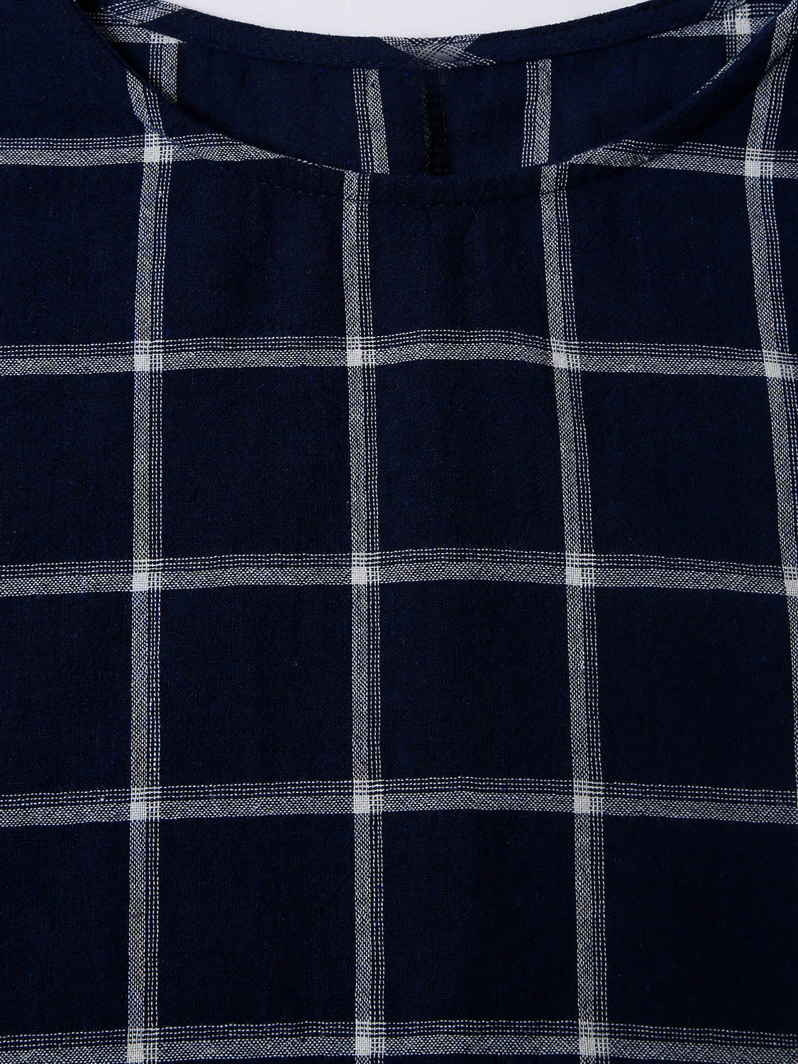 Blue Check Print 3/4 Sleeve Tied Waist Midi Dress | Choies