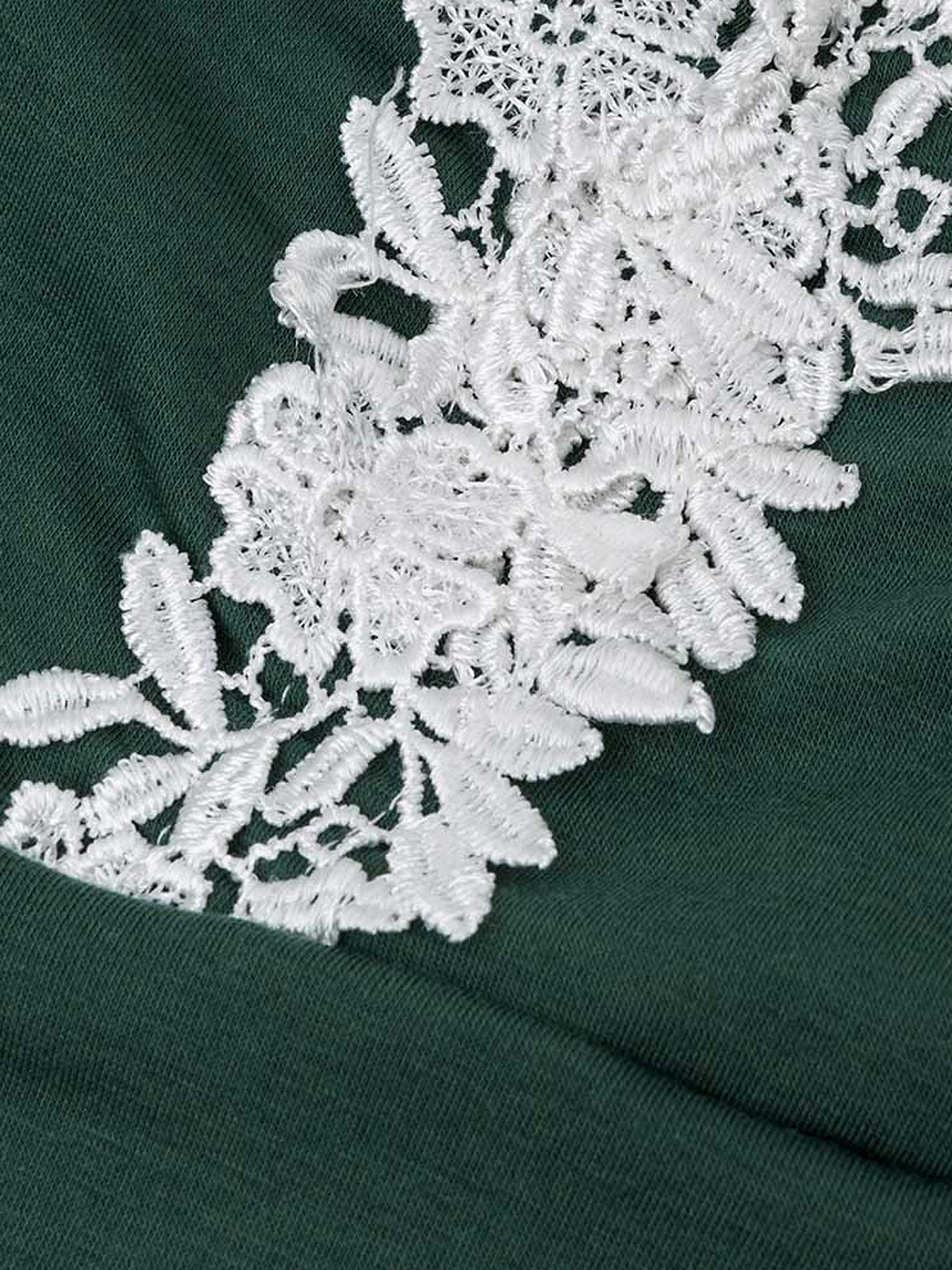 Green Plunge Neck Lace Trim Split Back Midi Bodycon Dress | Choies