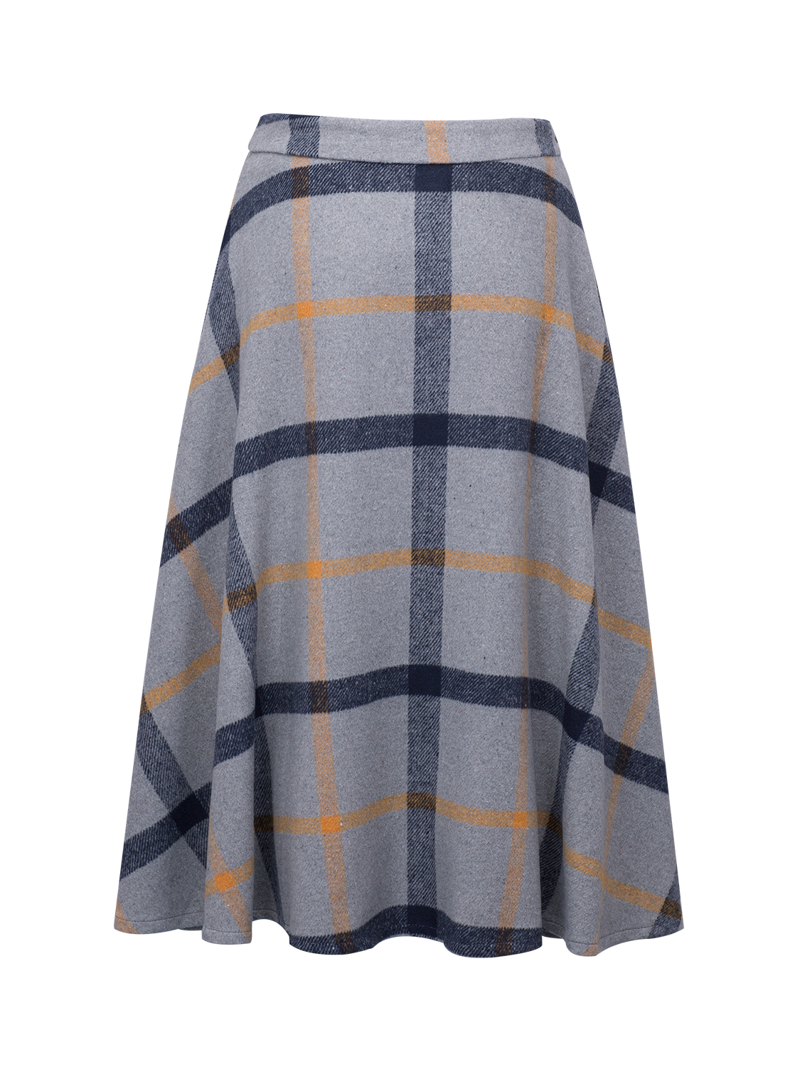 Gray Color Block Plaid Print Wool Midi Skirt | Choies