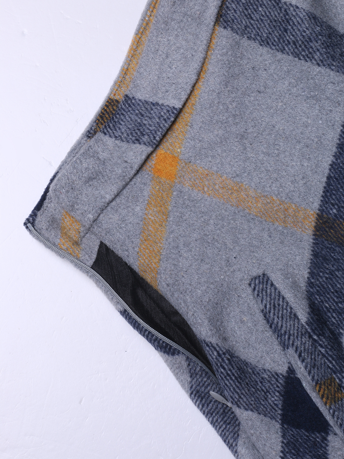 Gray Color Block Plaid Print Wool Midi Skirt | Choies