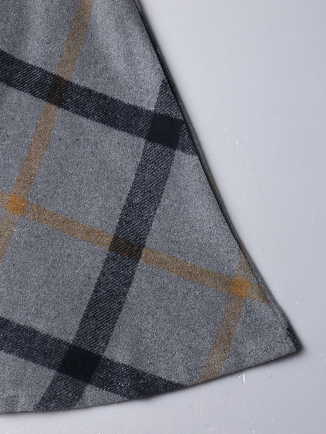 Gray Color Block Plaid Print Wool Midi Skirt | Choies