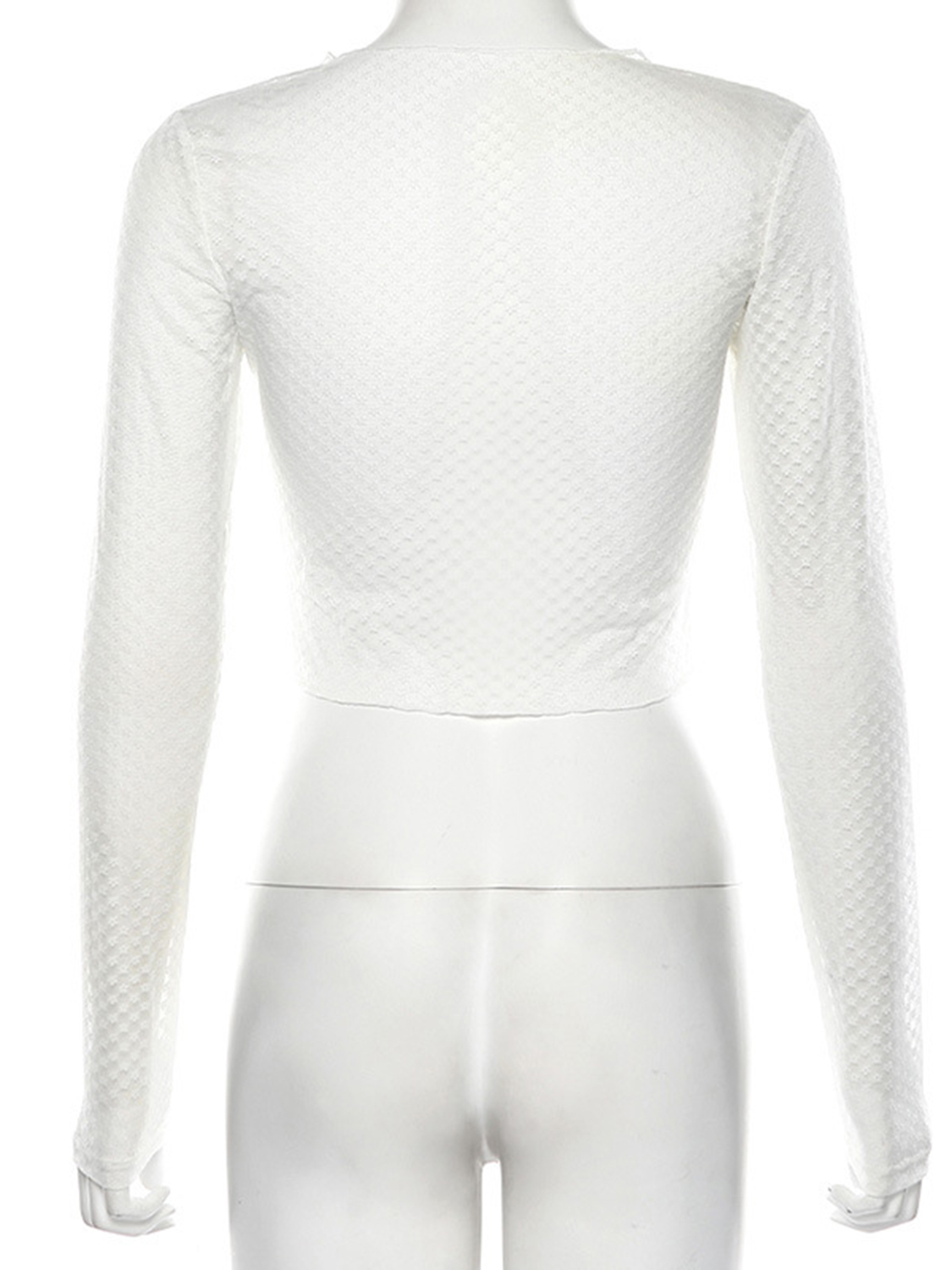 White V-neck Long Sleeve Crop Top | Choies