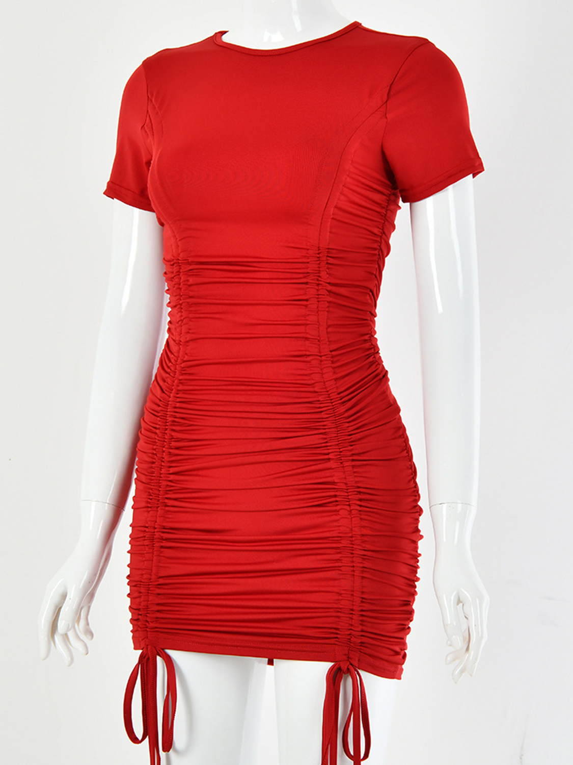 Red Drawstring Detail Bodycon Mini Dress | Choies