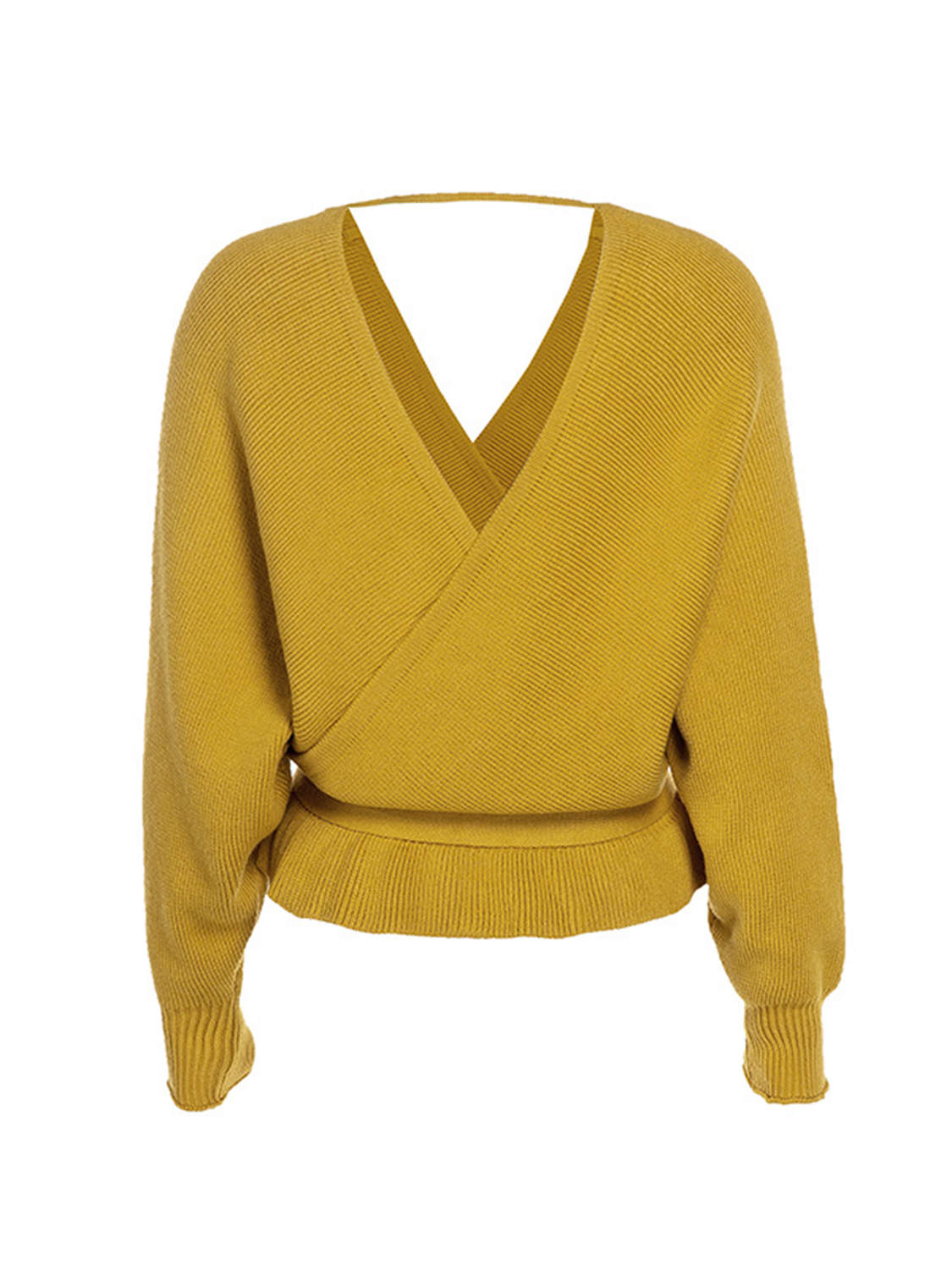 Yellow V-neck Long Sleeve Sweater | Choies