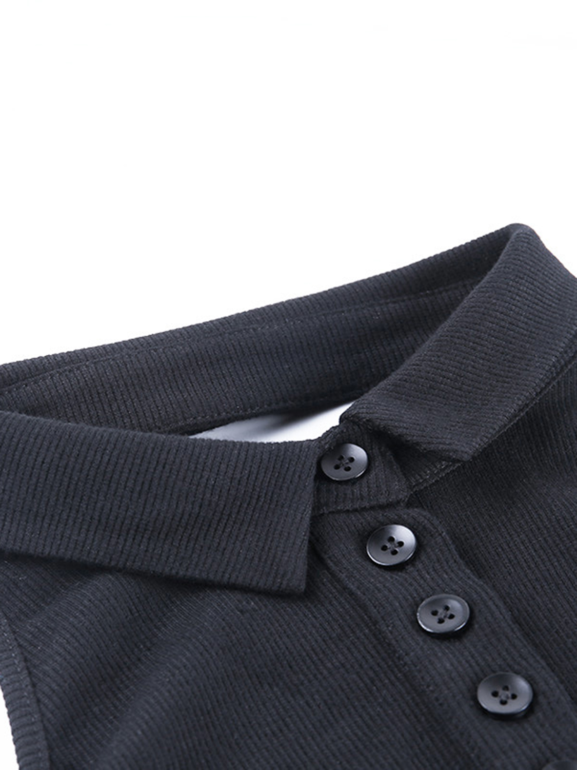 Black Button Placket Front Sleeveless Mini Dress | Choies