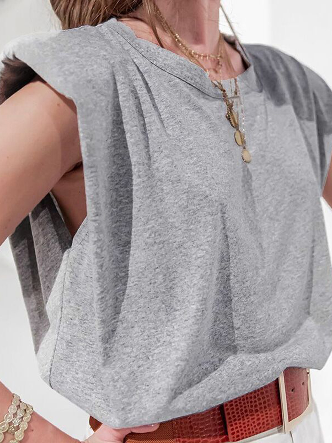 Gray Sleeveless Blouse | Choies