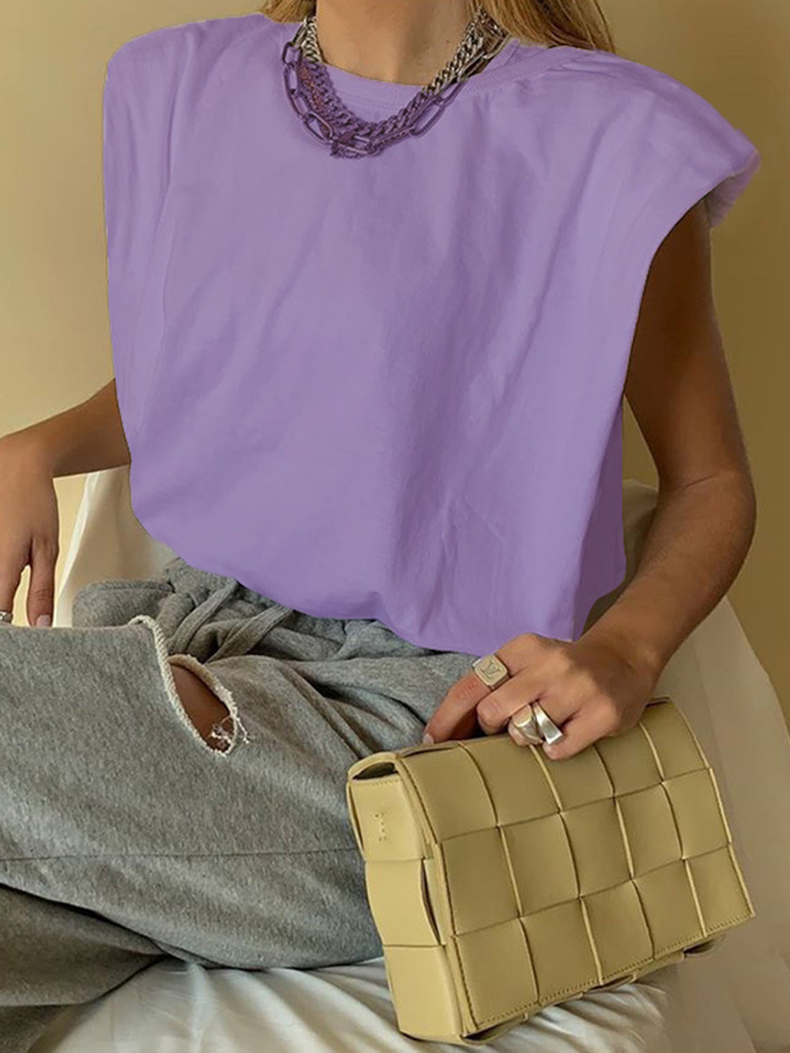 Purple Sleeveless Blouse | Choies