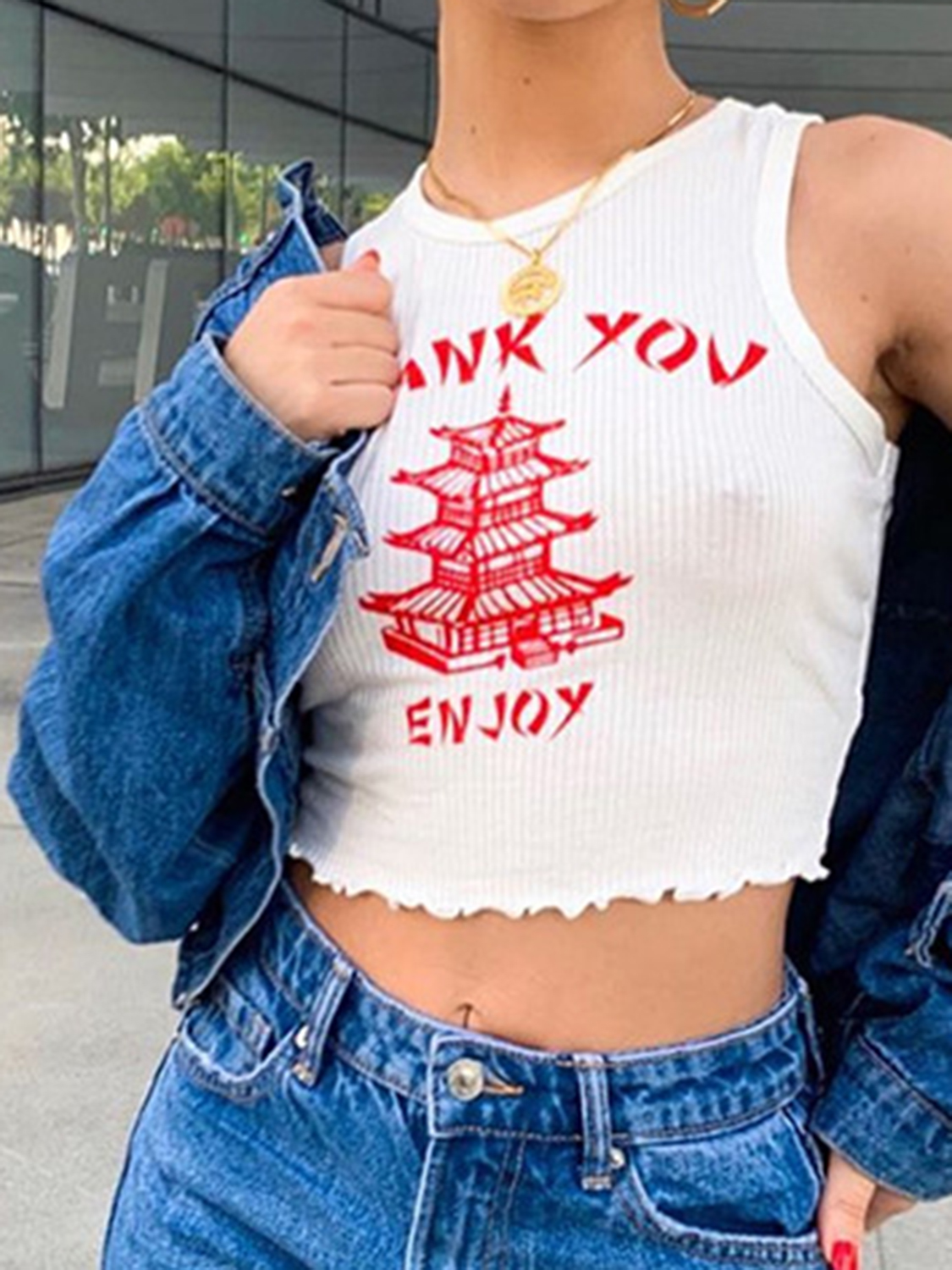 White Letter Print Crop Top | Choies