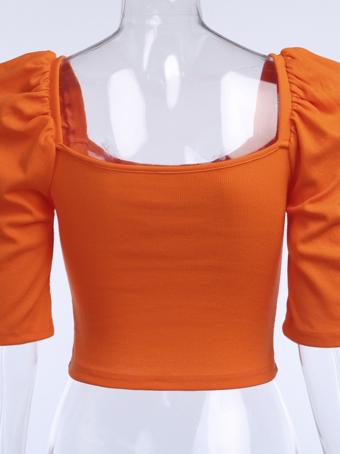 Orange Puff Sleeve Crop Top | Choies
