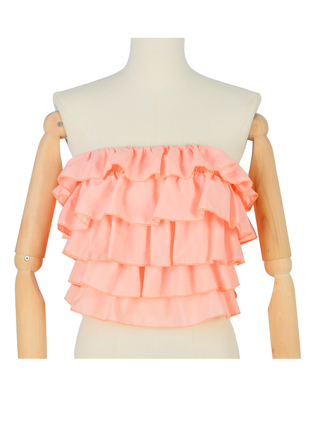Pink Bandeau Ruffle Trim Crop Top | Choies