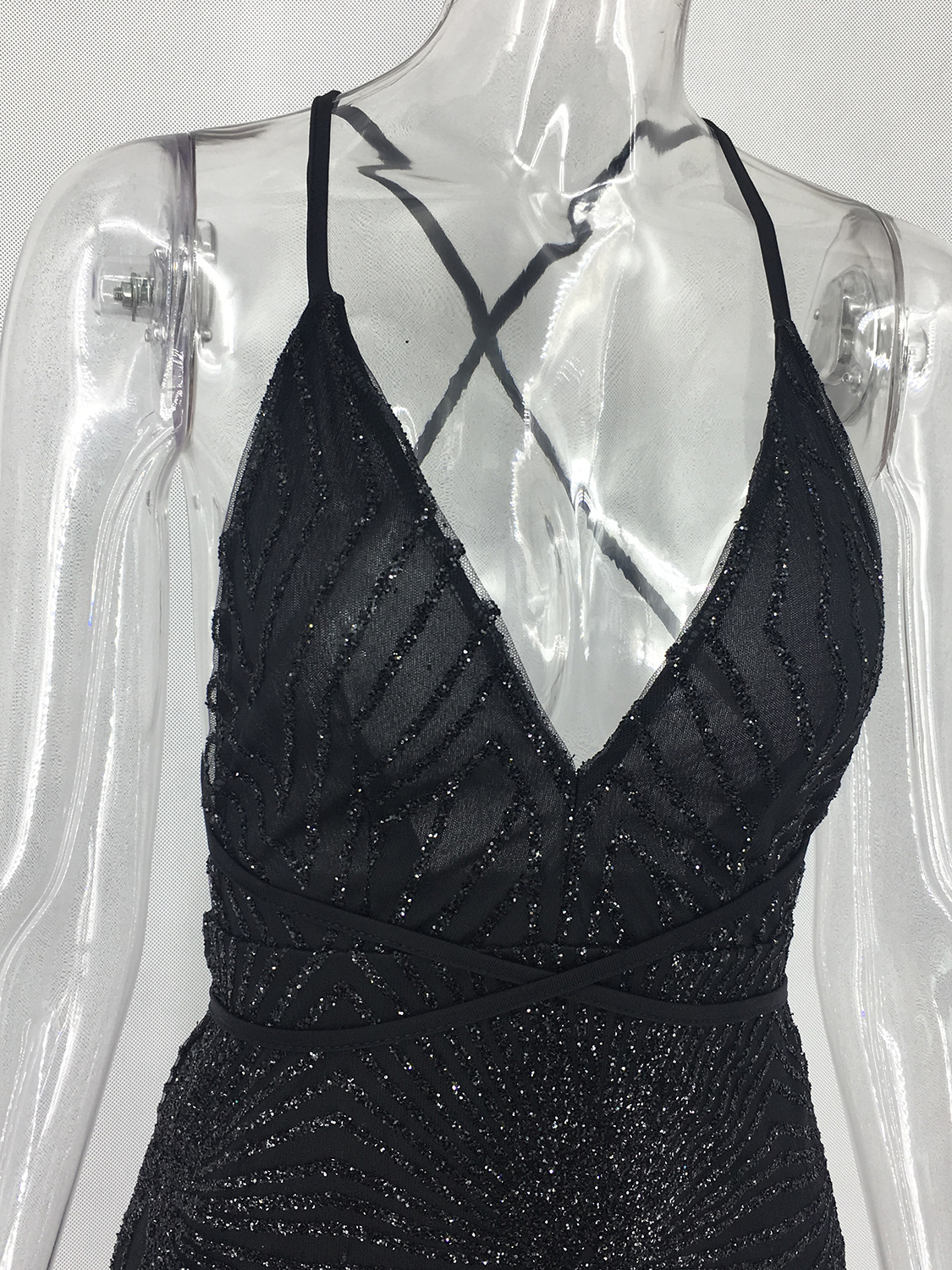 Black Plunge Open Back Cami Mini Dress | Choies