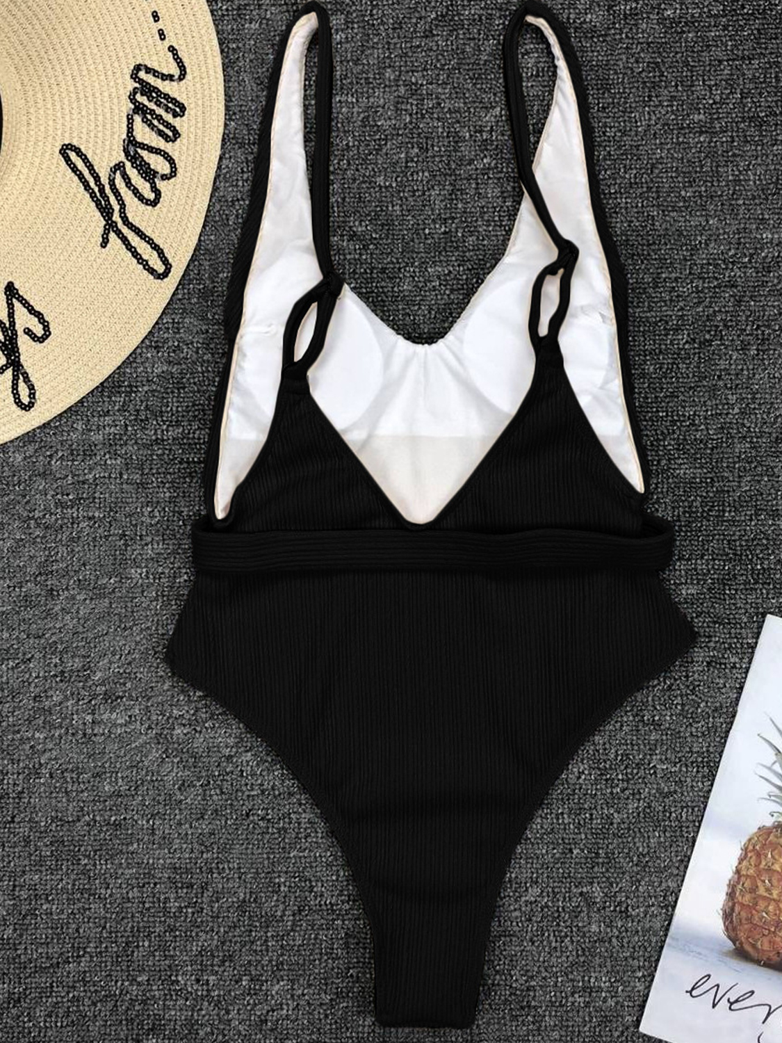 Black Open Back Swimsuit | Choies