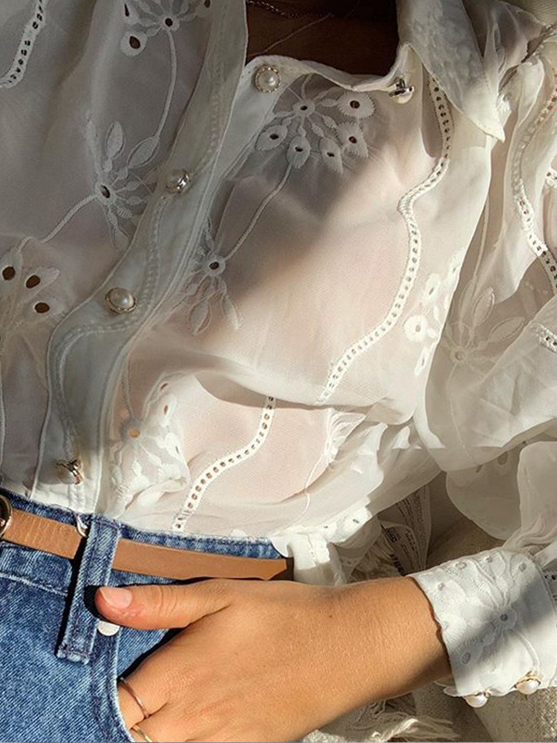 White Puff Sleeve Shirt | Choies