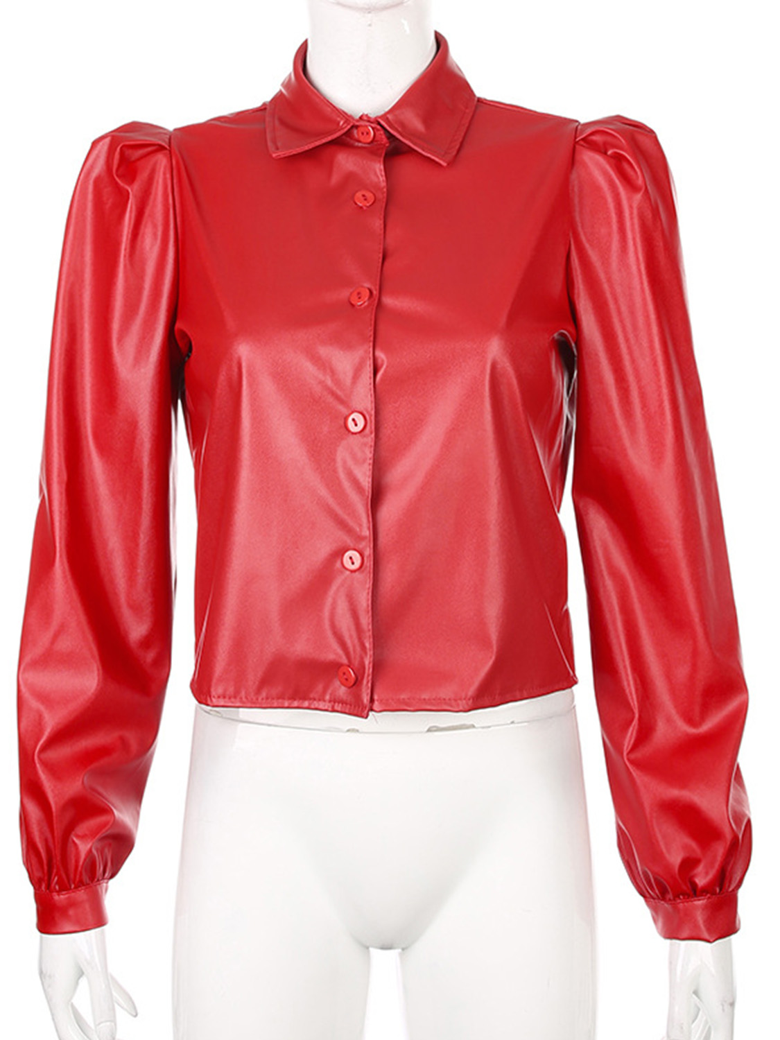 Red Puff Sleeve Shirt | Choies