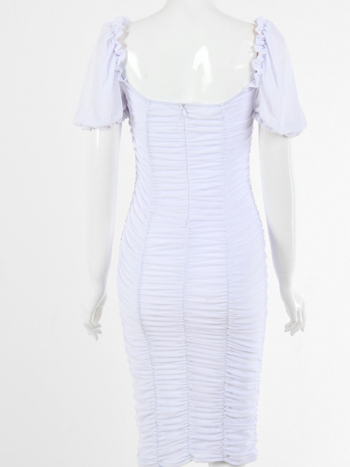 White Ruched Detail Split Back Bodycon Dress | Choies